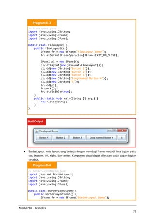 Modul PBO Bab-08 - Java GUI | PDF