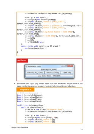 Modul PBO Bab-08 - Java GUI | PDF