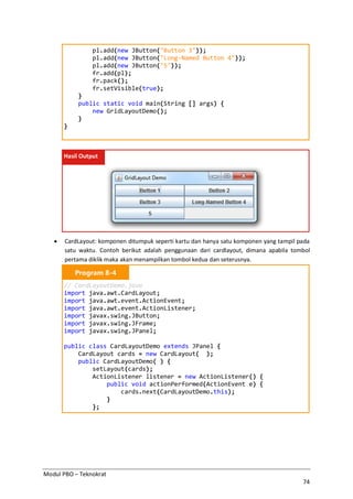 Modul PBO Bab-08 - Java GUI | PDF