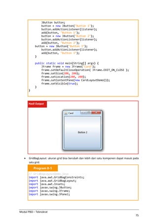 Modul PBO Bab-08 - Java GUI | PDF