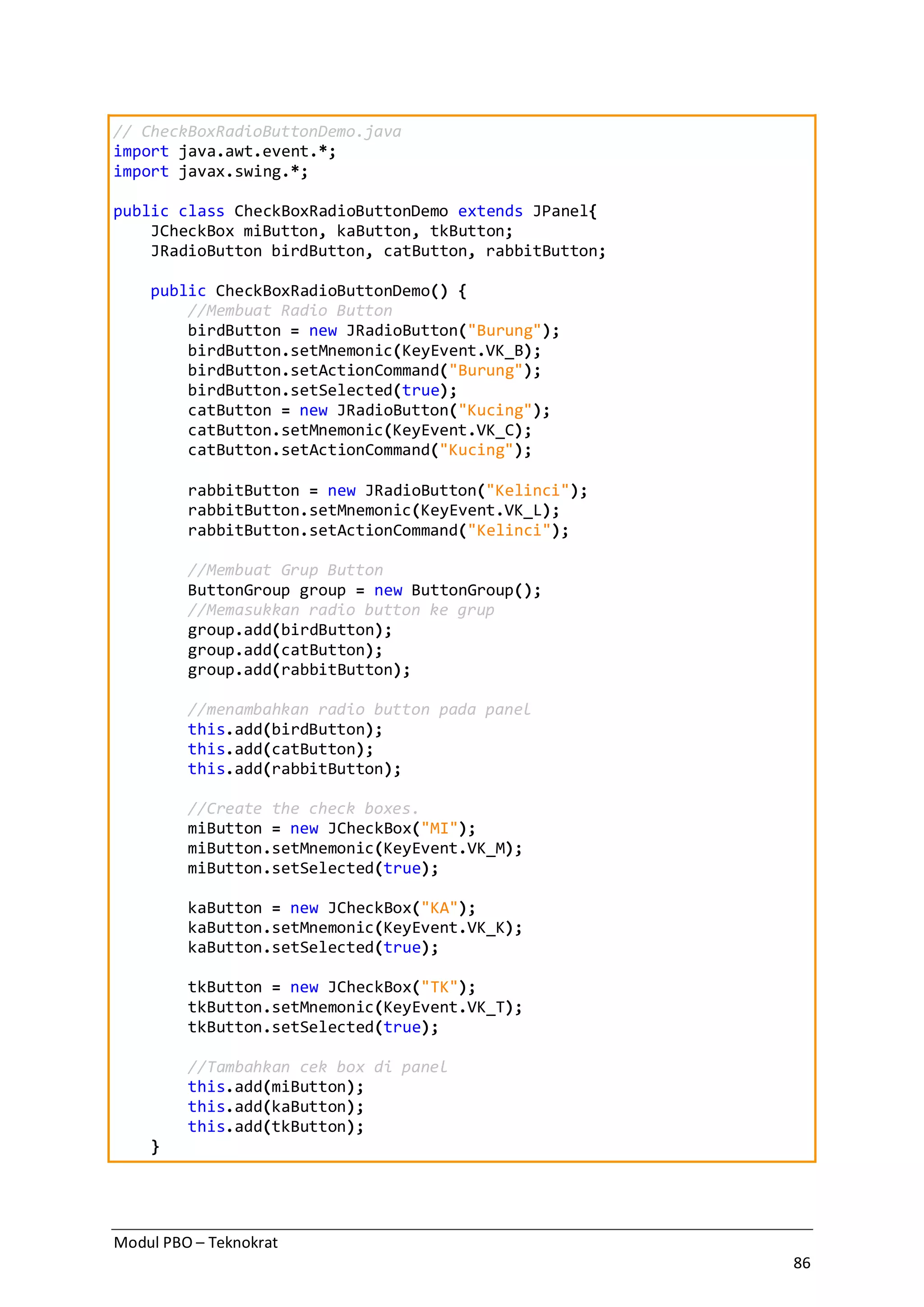 Modul PBO Bab-09 - Swing | PDF