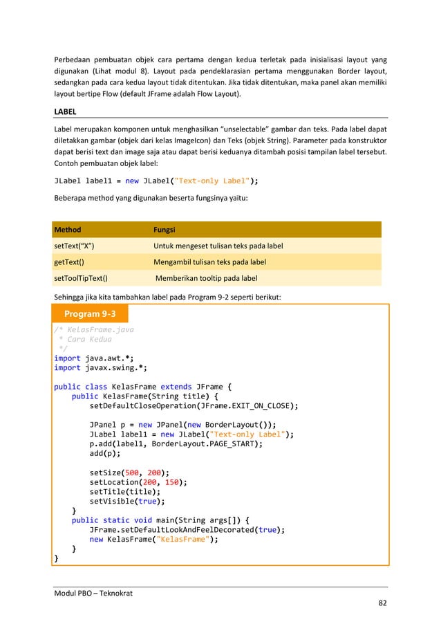 Modul PBO Bab-09 - Swing | PDF