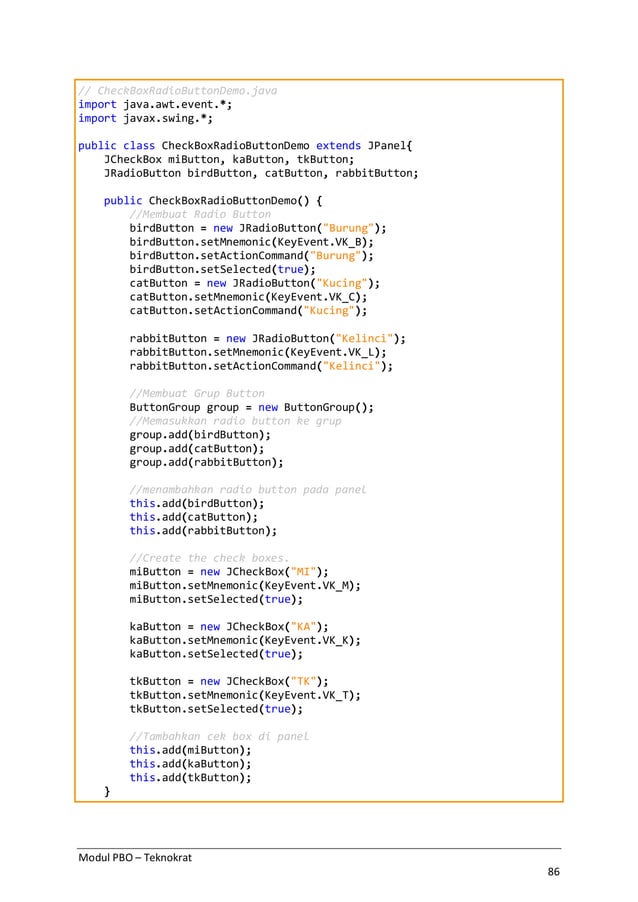 Modul PBO Bab-09 - Swing | PDF