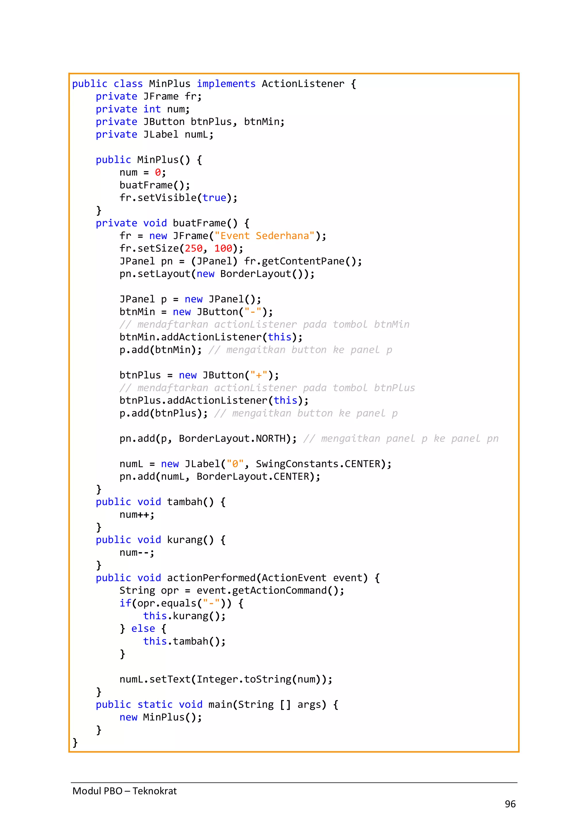 Modul PBO Bab-10 - Event & Exception Handling | PDF