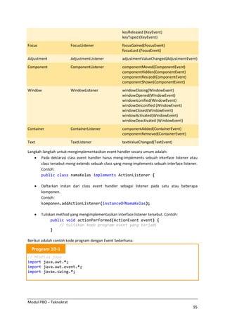 Modul PBO Bab-10 - Event & Exception Handling | PDF