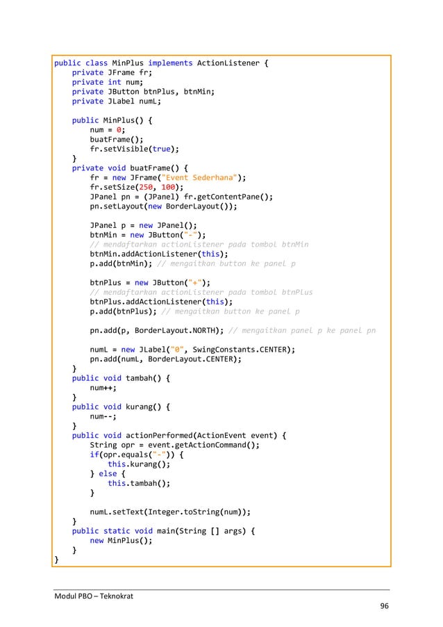 Modul PBO Bab-10 - Event & Exception Handling | PDF