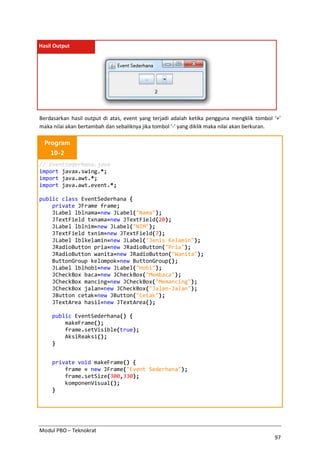 Modul PBO Bab-10 - Event & Exception Handling | PDF