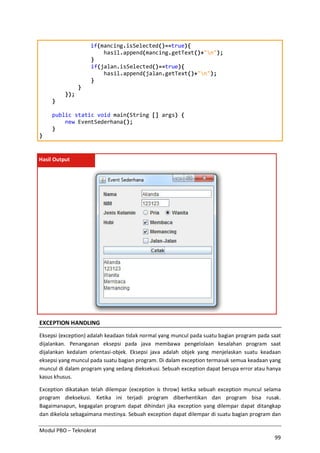Modul PBO Bab-10 - Event & Exception Handling | PDF