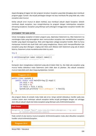 Modul PBO Bab-10 - Event & Exception Handling | PDF