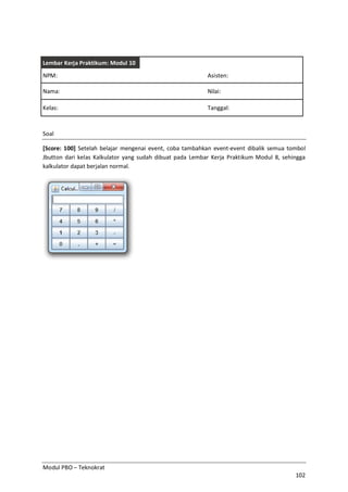 Modul PBO Bab-10 - Event & Exception Handling | PDF