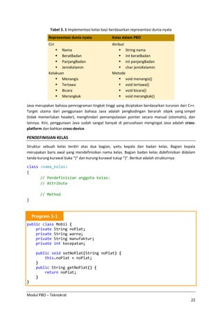 Modul pratikum pbo - Class dan Object | PDF