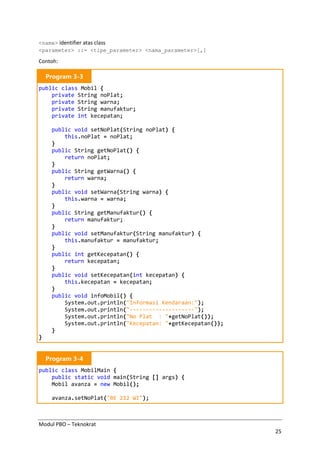 Modul pratikum pbo - Class dan Object | PDF