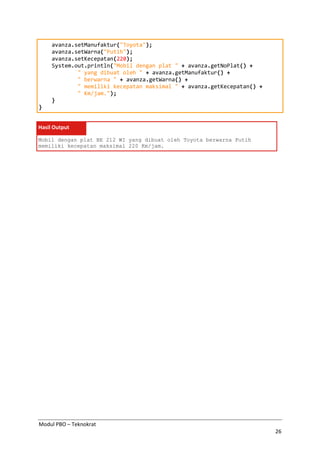 Modul pratikum pbo - Class dan Object | PDF