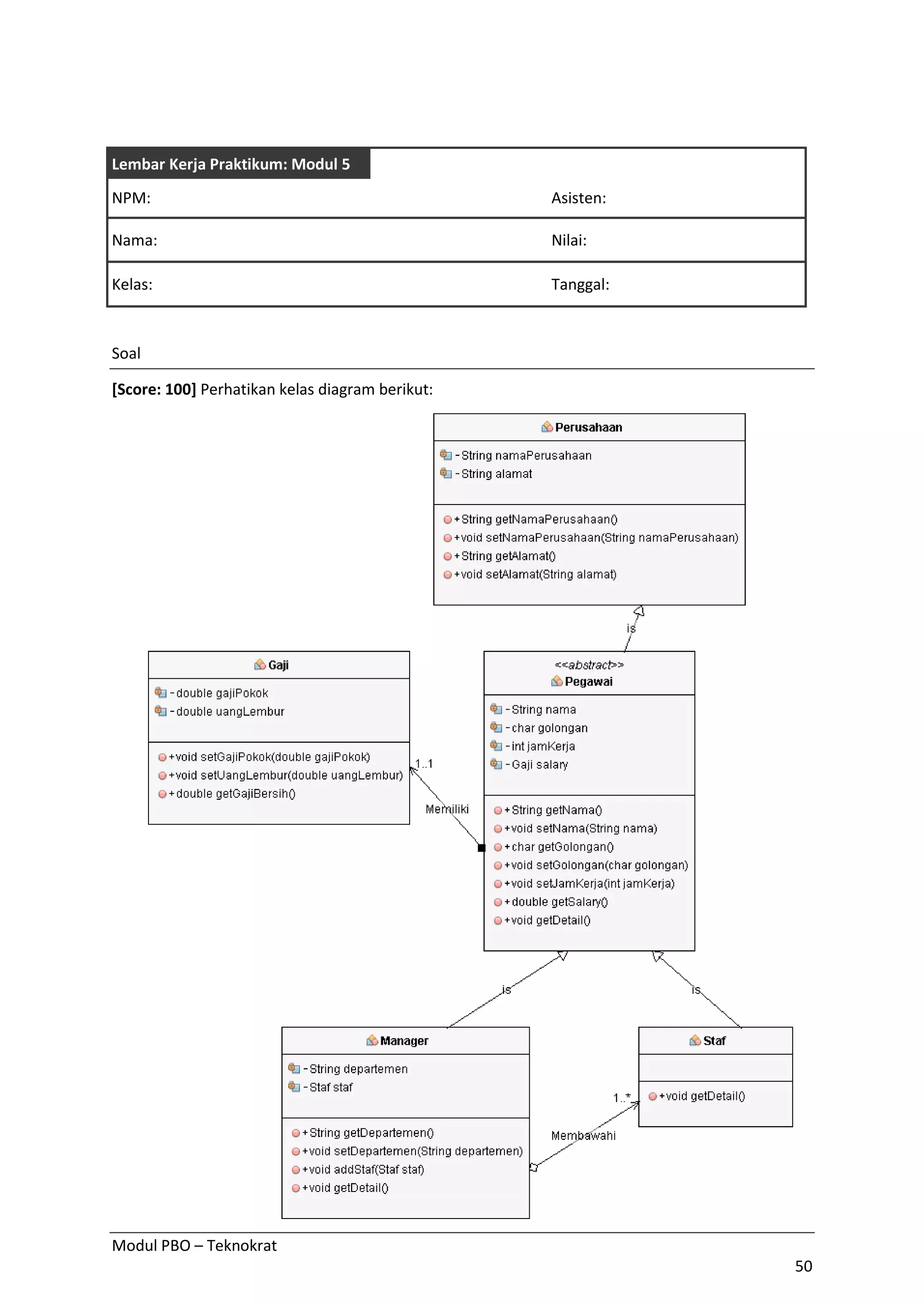 Modul pratikum pbo - inheritance | PDF