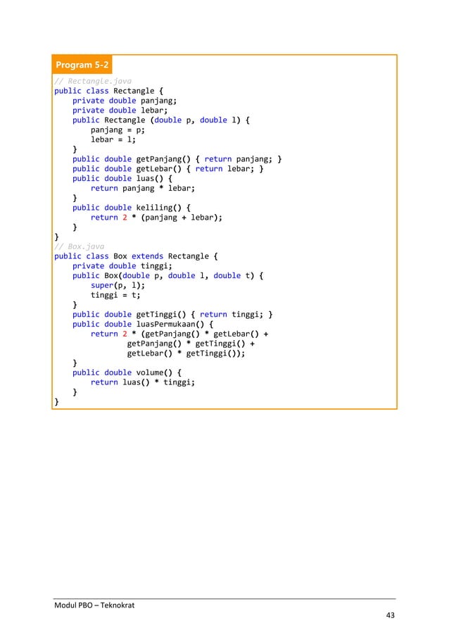 Modul pratikum pbo - inheritance | PDF