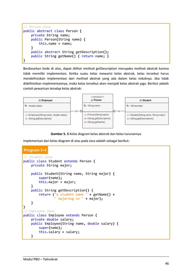 Modul pratikum pbo - inheritance | PDF