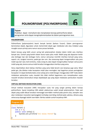 Modul pratikum pbo - Polimorphism | PDF