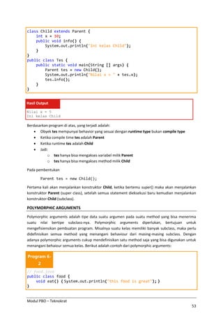 Modul pratikum pbo - Polimorphism | PDF