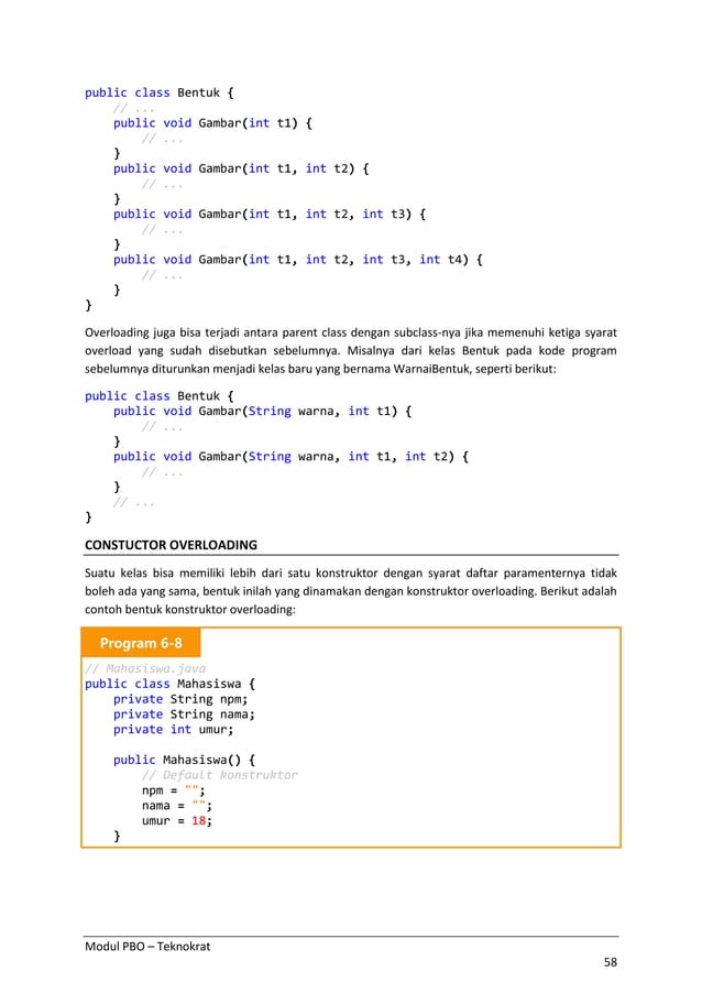 Modul pratikum pbo - Polimorphism | PDF