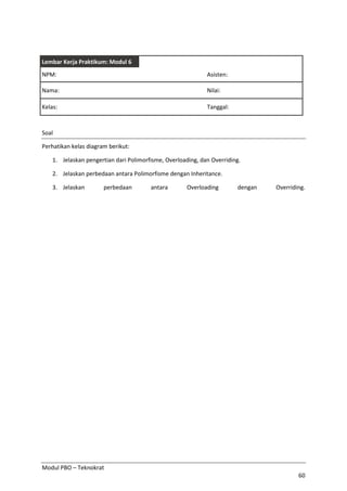 Modul pratikum pbo - Polimorphism | PDF