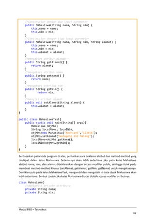 Modul pratikum pbo - ENCAPSULATION | PDF