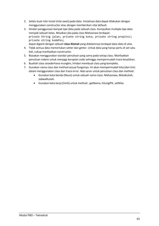 Modul pratikum pbo - ENCAPSULATION | PDF