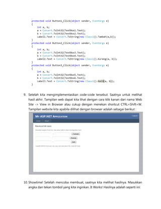 Modul Tutorial Membuat Class pada Visual Studio 2010 | PDF