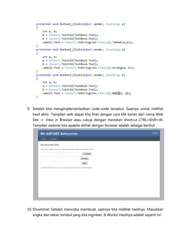 Modul Tutorial Membuat Class pada Visual Studio 2010 | PDF