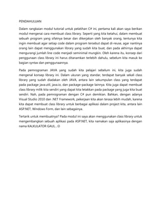 Modul Tutorial Membuat Class pada Visual Studio 2010 | PDF