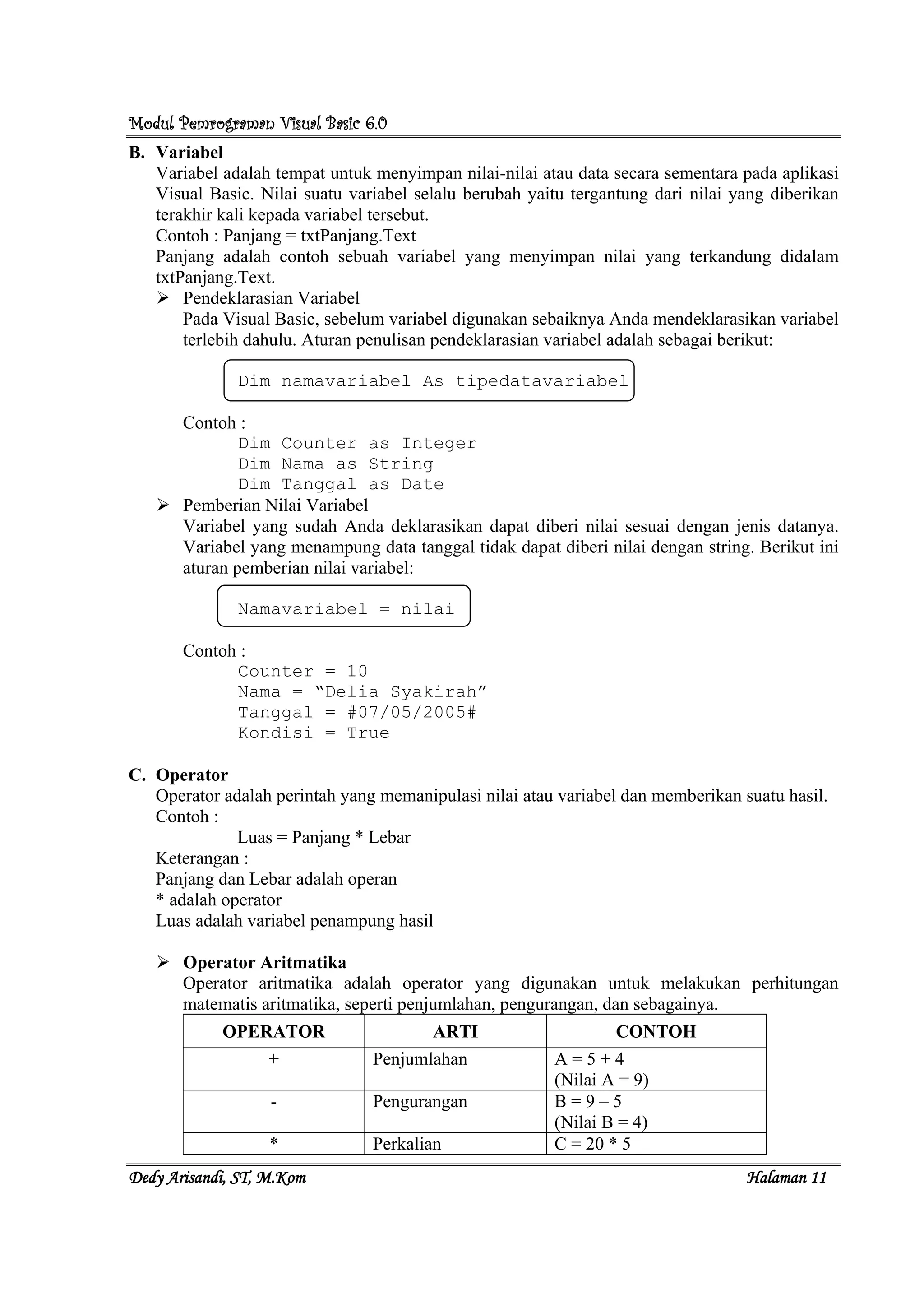 Modul visual basic 6 0 | PDF