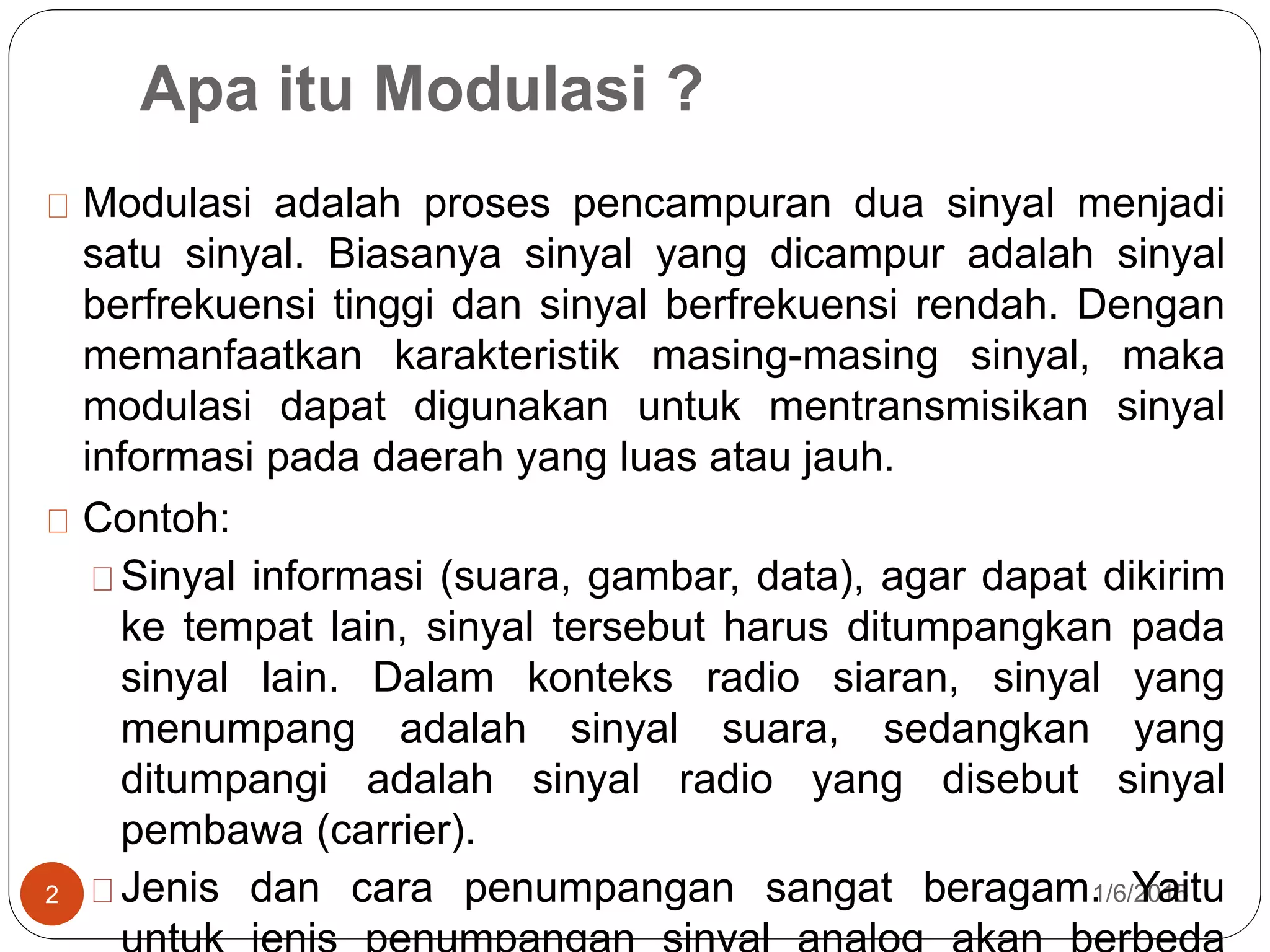 Modul 02 konsep modulasi, modulasi analog, am | PPTX