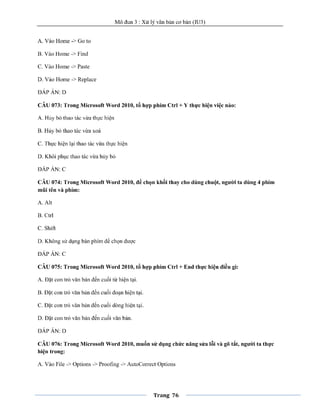 Ly thuyet on thi chung chi cntt co ban-Modul 03 | PDF