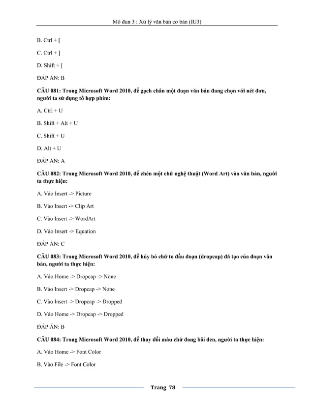 Ly thuyet on thi chung chi cntt co ban-Modul 03 | PDF