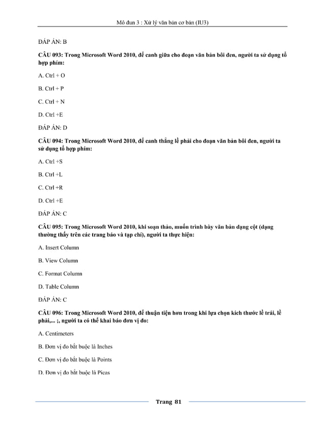 Ly thuyet on thi chung chi cntt co ban-Modul 03 | PDF