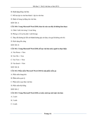 Ly thuyet on thi chung chi cntt co ban-Modul 03 | PDF