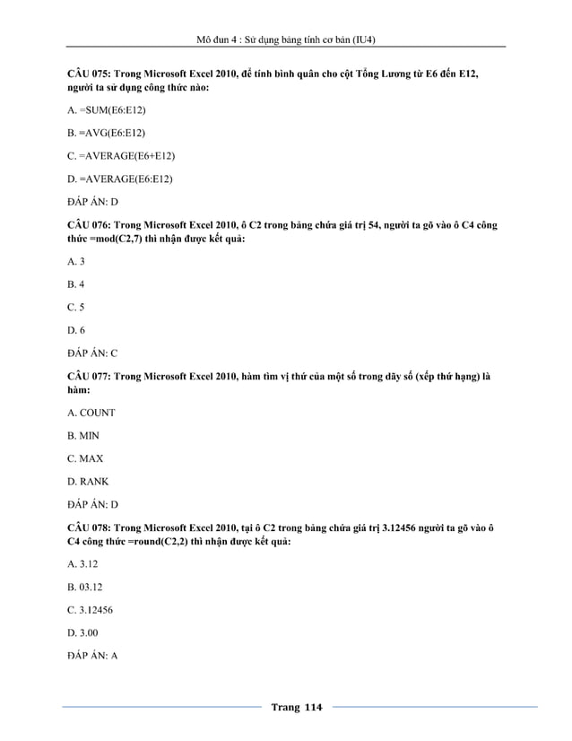 Ly thuyet on thi chung chi cntt co ban theo thong tu 03- Modul04 | PDF