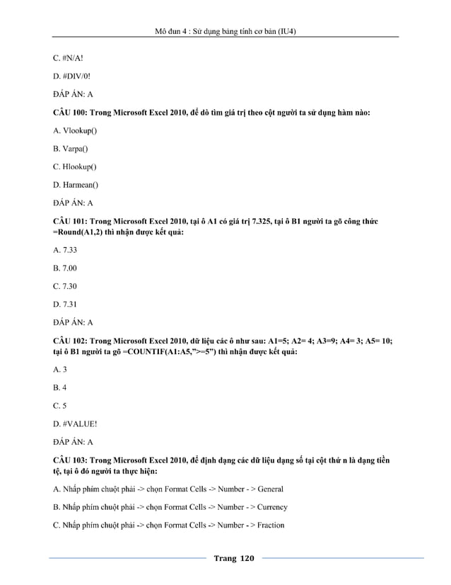 Ly thuyet on thi chung chi cntt co ban theo thong tu 03- Modul04 | PDF