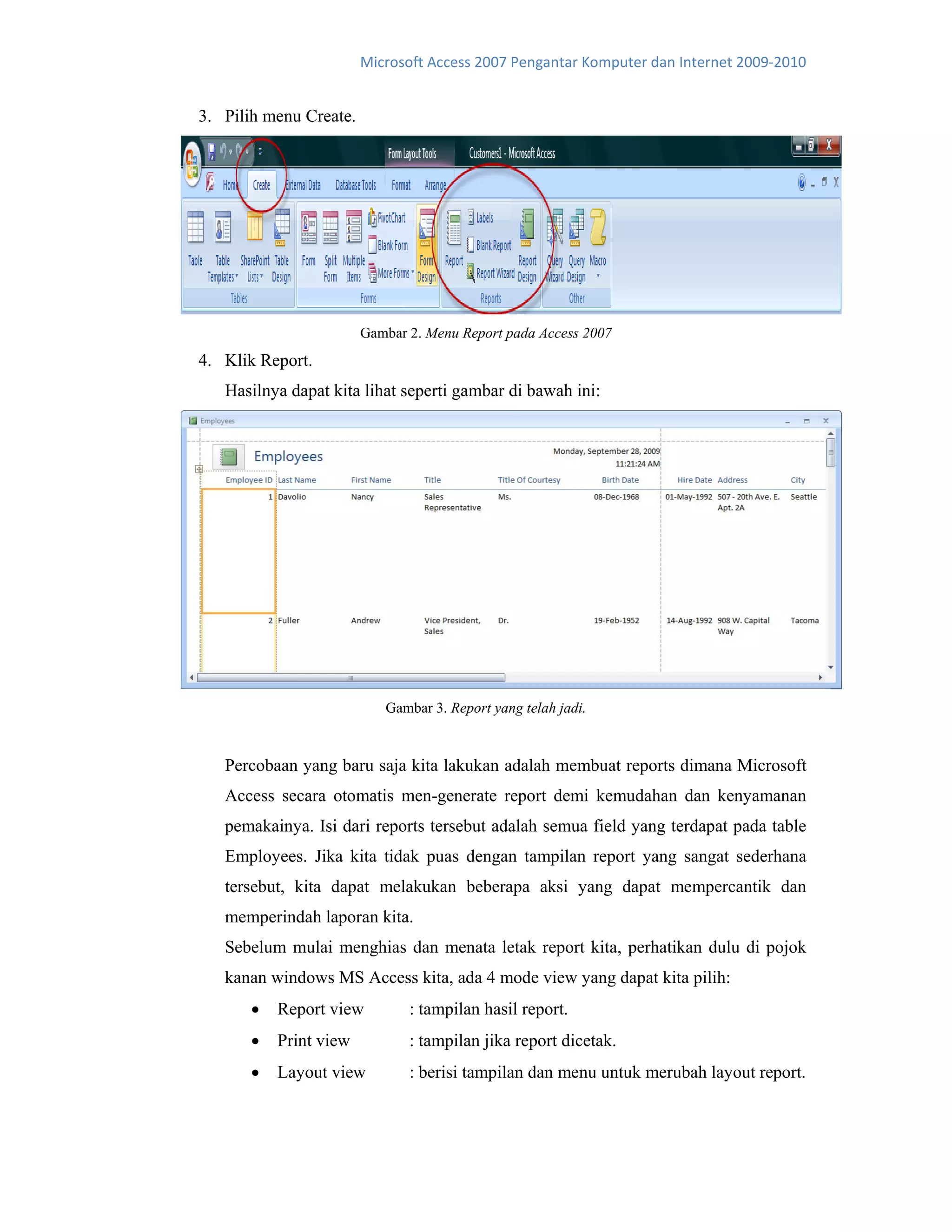 Modul 07 report (ms access) | PDF
