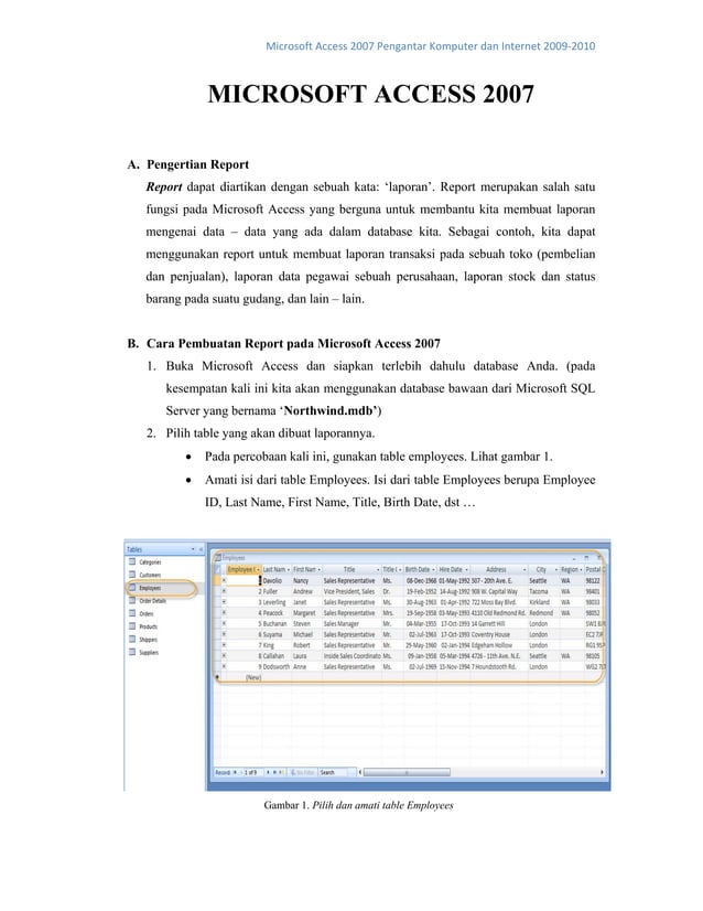 Modul 07 report (ms access) | PDF