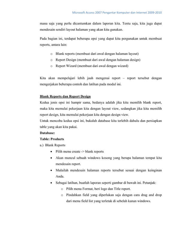Modul 07 report (ms access) | PDF
