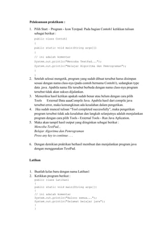 Laporan Algoritma dan Pemrograman Modul 1 | PDF