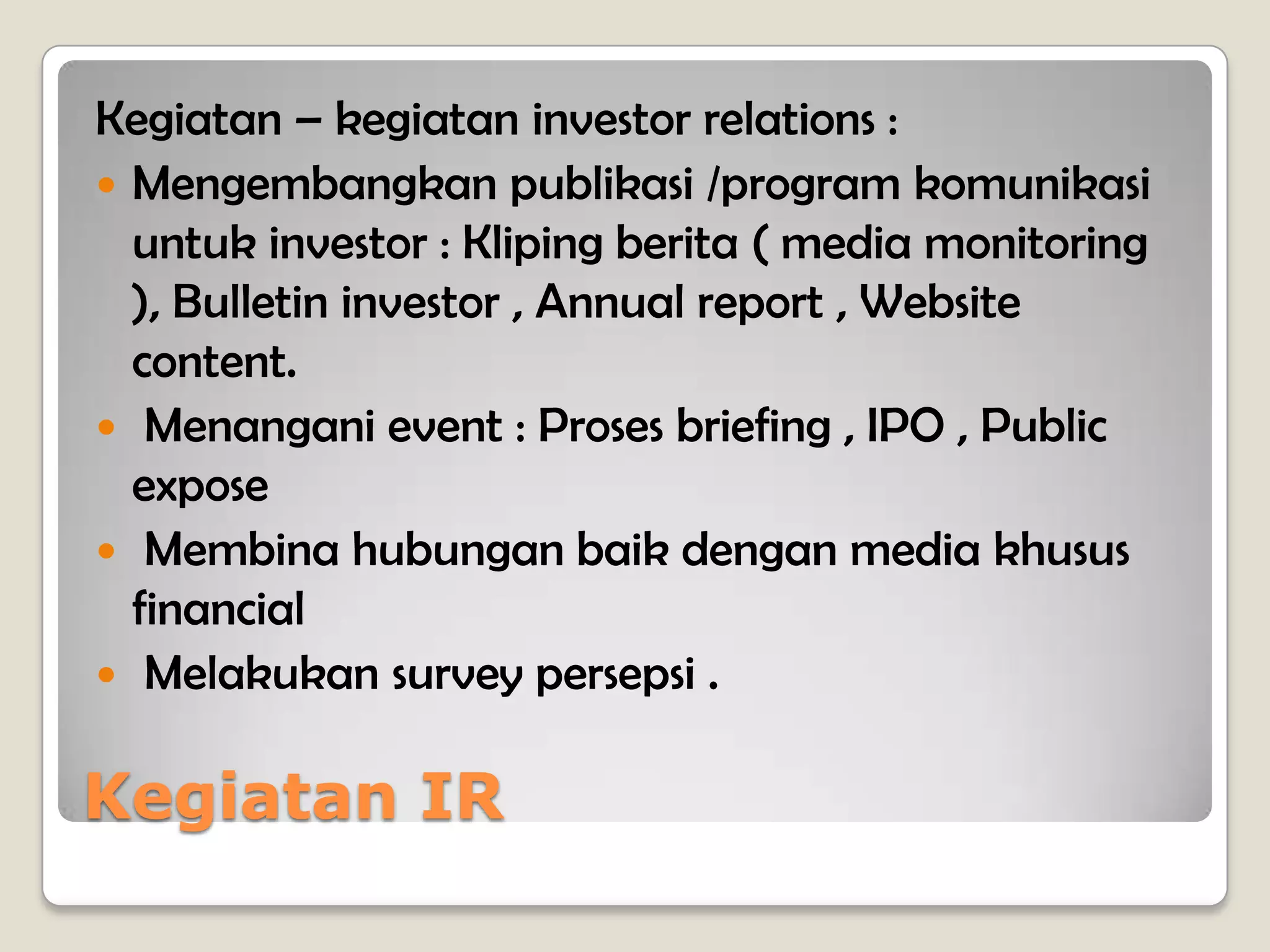 Modul 1 Pengertian Investor Relations | PPTX