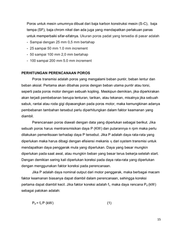 Elemen Mesin Modul 1 - Perencanaan Poros | PDF