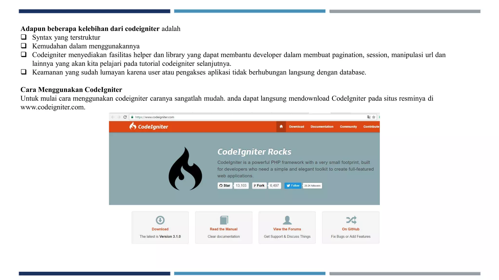 Modul1 Penjelasan Mengenai Codeigniter | PPT