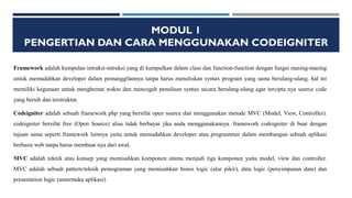 Modul1 Penjelasan Mengenai Codeigniter | PPT