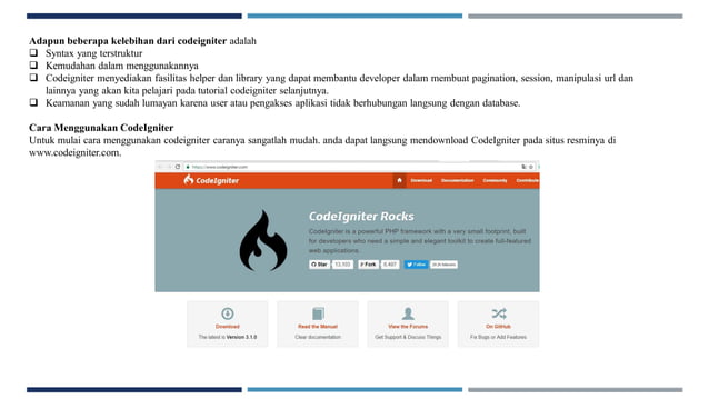 Modul1 Penjelasan Mengenai Codeigniter | PPT