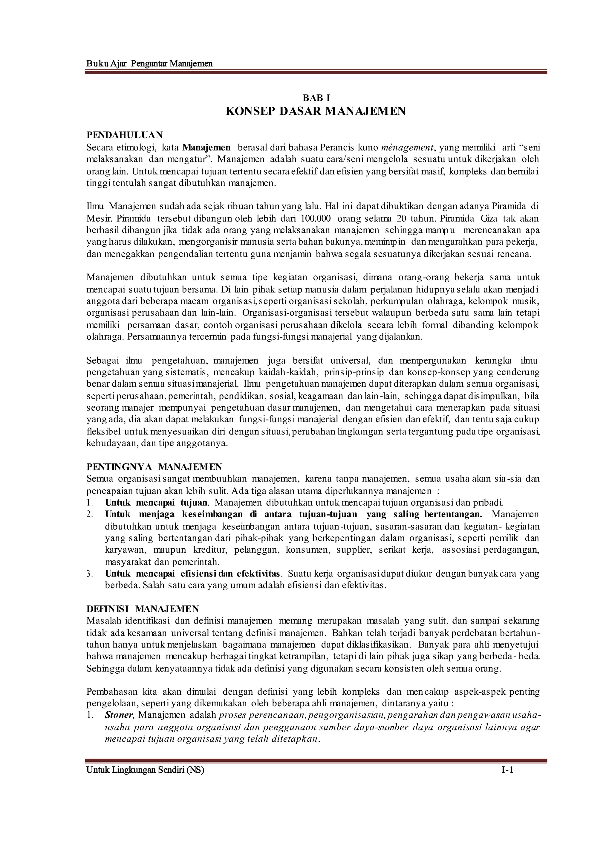 konsep dasar manajemen | PDF