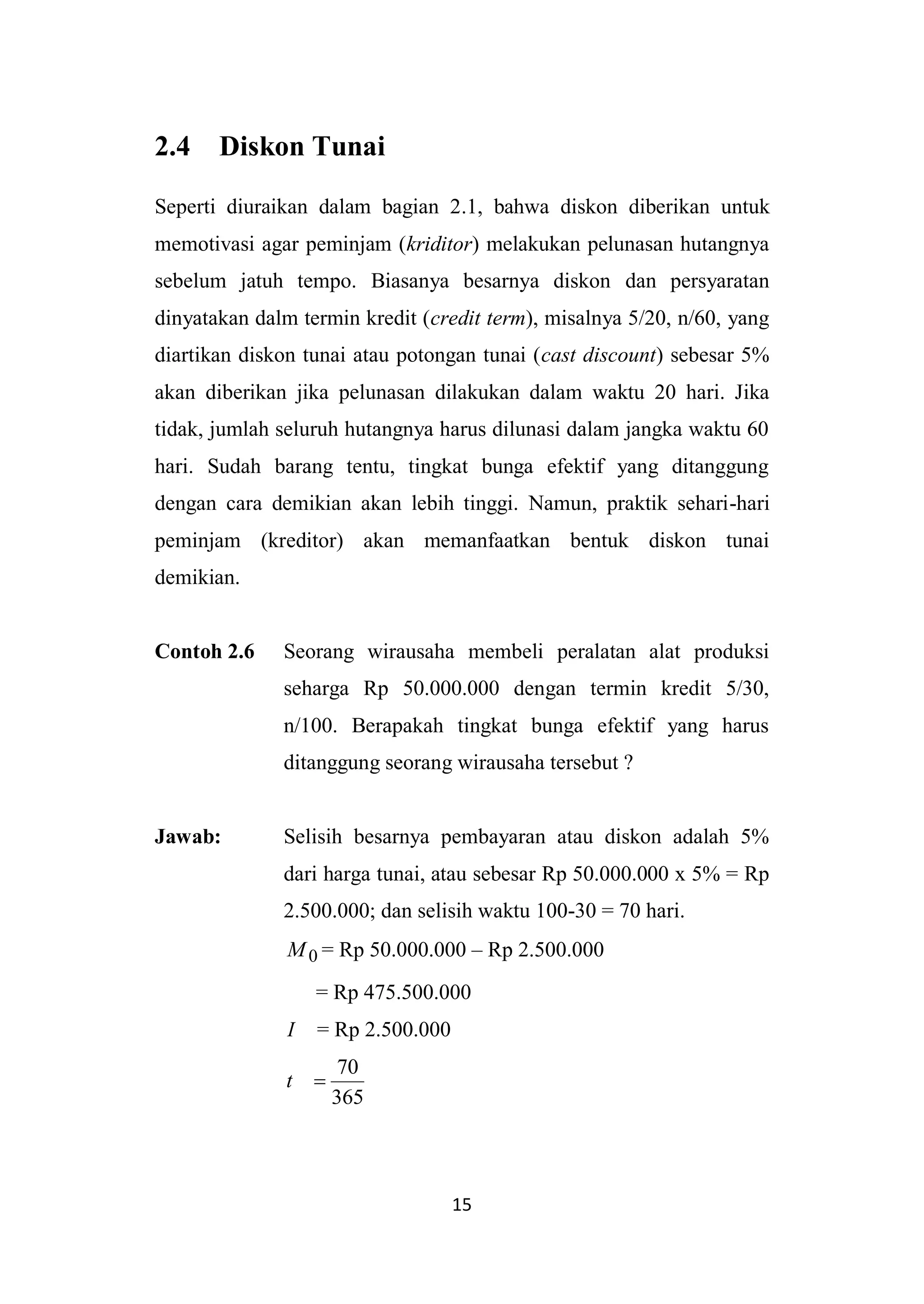 Bunga Sederhana dan Tingkat Diskon (Matematika Keuangan) | PDF