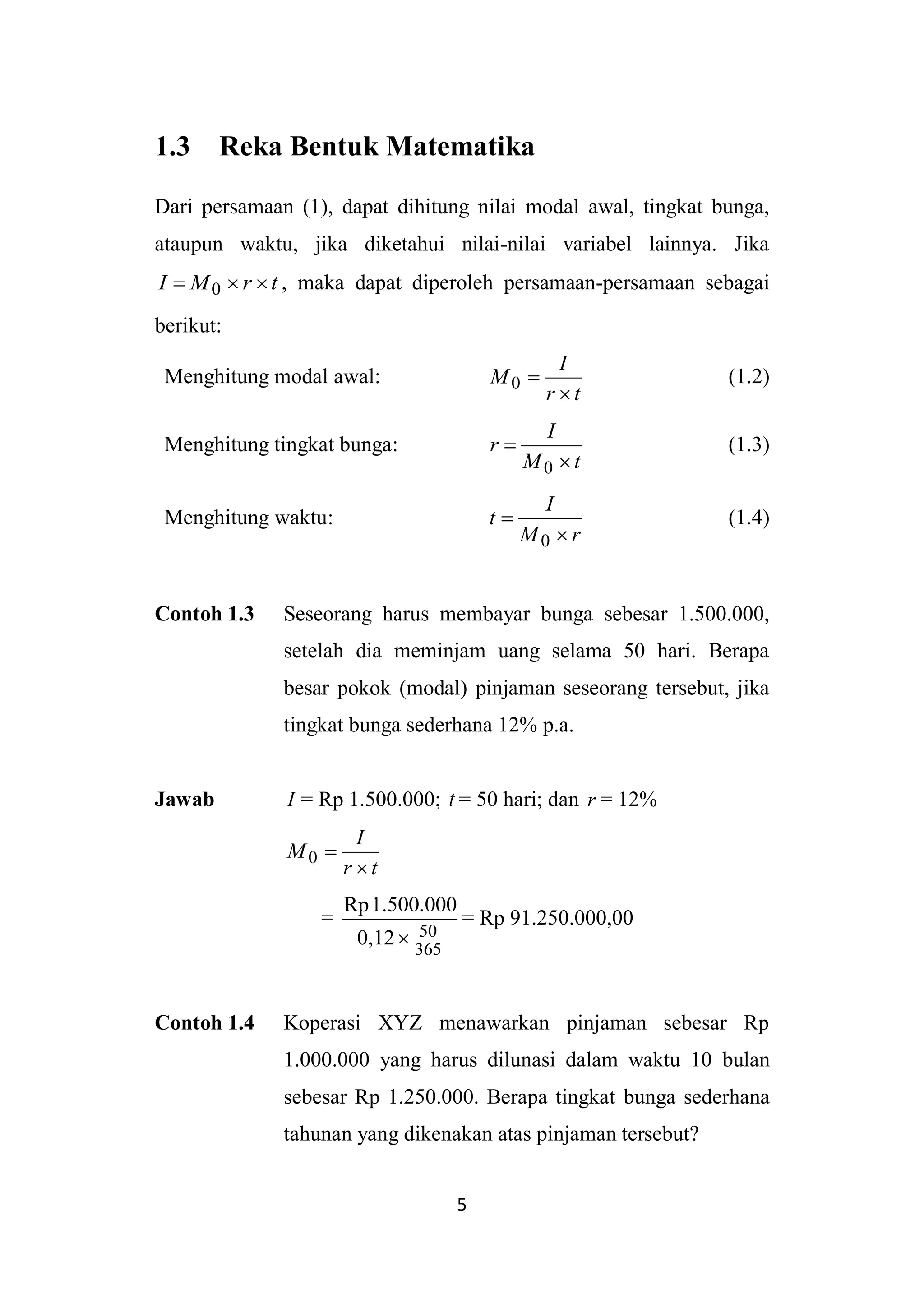 Bunga Sederhana dan Tingkat Diskon (Matematika Keuangan) | PDF