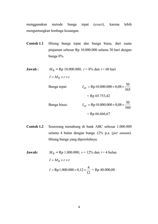 Bunga Sederhana dan Tingkat Diskon (Matematika Keuangan) | PDF